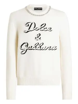 Dolce & Gabbana Wool Pullover With Intarsia - White