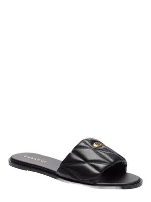 Coach Holly Quilted Leather Sandal - Black