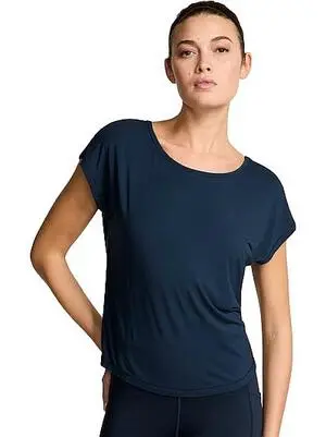 Victoria's Secret VSX Drapey Knit Open-Back Tee Blue