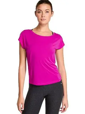Victoria's Secret VSX Drapey Knit Open-Back Tee Purple