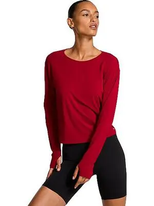Victoria's Secret Drapey Knit Long-sleeve Open-back Tee - Red