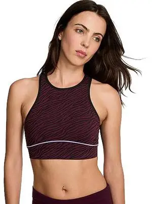 Pink Seamless Contour High-neck Sports Bra - Purple