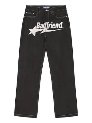 BADFRIEND Undone Denim Star Pant - Black & White