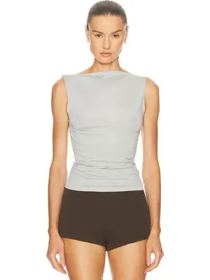 ST. AGNI Cupro Jersey Top - Silver