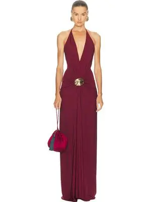 Silvia Tcherassi Aiko Halterneck Dress - Burgundy