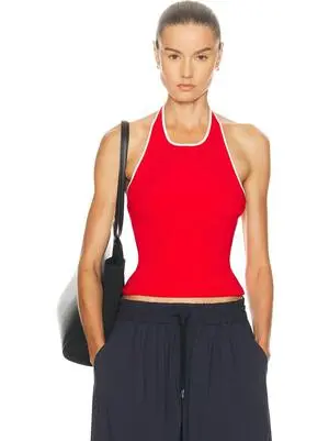 ST. AGNI Fine Line Halter Top - Red