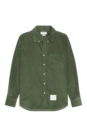 Thom Browne Straight Fit Long Sleeve Cord Shirt In Green - Light Green