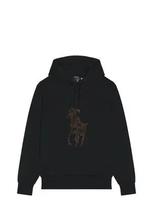 Ralph Lauren Long Sleeve Double Knit Tech Hoodie With Camo Pony Black