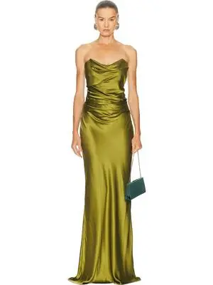 THE SEI Cowl Bustier Gown - Moss