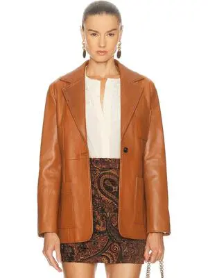 Chloé Slouch Leather Blazer - Ochre Delight