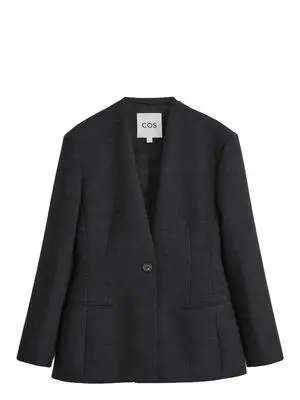 Cos Waisted Collarless Blazer - Black