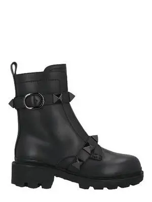 Valentino Garavani Ankle Boots In Leather With Embellishments - Black