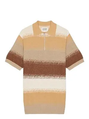Scotch & Soda Knitted Degrade Polo In Taupe - Plaza Taupe