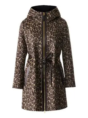 Mackage Animal-print Jacquard Coat With Leather Trim - Light Camel Multi