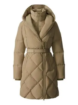 Mackage Ayumi 2-in-1 Long Down Coat With Bib - Light Camel