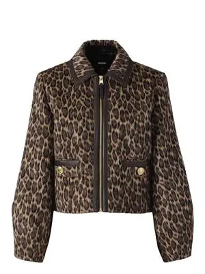 Mackage Lorah-a Animal-print Cropped Leather Jacket - Light Camel Multi