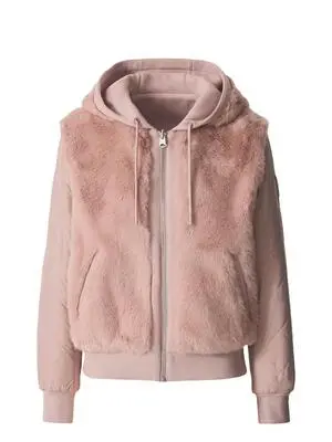 Mackage Gwendal Reversible Faux Fur Hoodie - Sepia Rose
