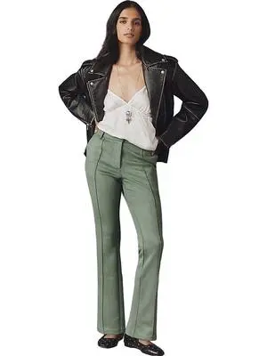 Lioness Faux-suede Low-rise Straight-leg Pants - Moss