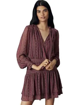 Paige Nantes Long-sleeve Silk Mini Dress - Deep Mauve Multi