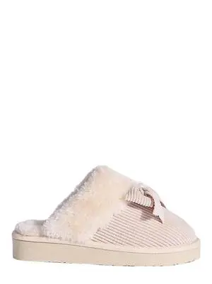 Minnetonka Bow Scuff Slide Slippers - Cream