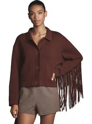 Essentiel Antwerp Fringed Cardigan Sweater - Margot Mauve