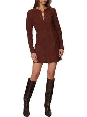 LOST + WANDER Faux Suede Mini Dress - Chocolate