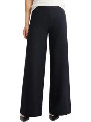 Caslon High Waist Wide Leg Ponte Pants - Black