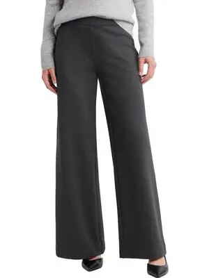 Caslon High Waist Wide Leg Ponte Pants - Grey Dark Charcoal Heather
