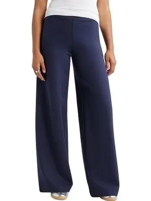 Caslon High Waist Wide Leg Ponte Pants - Navy Eclipse