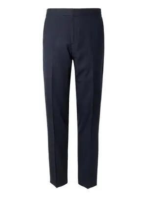 Mr P. James Tapered Brushed Super 150s Wool-twill Trousers - Blue
