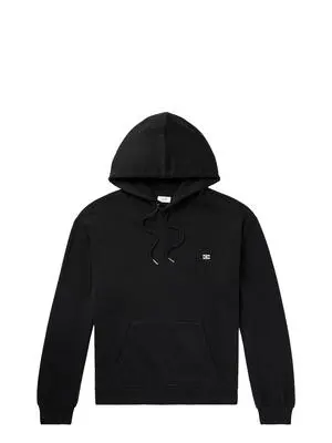 Celine Logo-embroidered Cotton And Cashmere-blend Hoodie - Black
