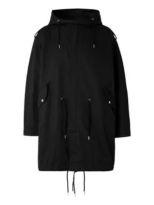 Celine Homme Logo-print Twill Hooded Parka - Black