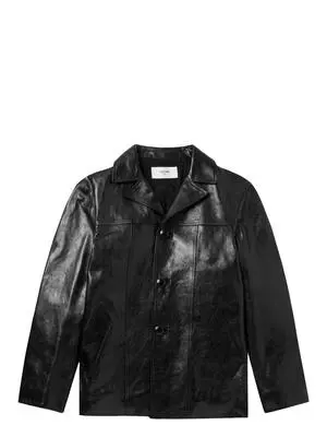 Celine Waxed-leather Car Coat - Black