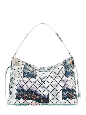Desigual Crossbody Bag With Collage Print And Perforated Detail - Off White