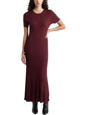 Nordstrom Rib Knit A-line Dress - Burgundy Royale