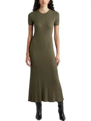 Nordstrom Rib Knit A-line Dress - Olive Sarma