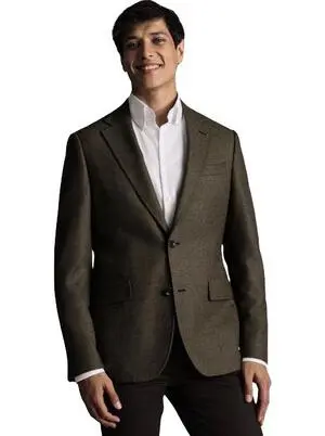 CHARLES TYRWHITT Wool Texture Slim Fit Jacket - Stone