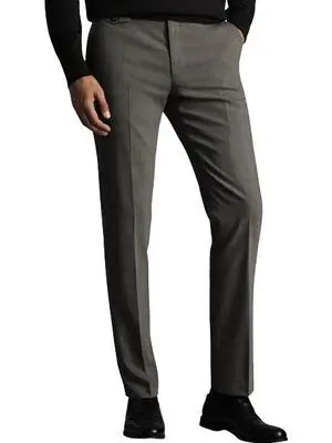 CHARLES TYRWHITT Slim Fit Wool Stretch Pants - Grey