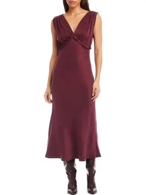 Fifteen Twenty Cierra Ruffle Sleeveless Midi Dress - Wine