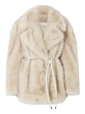 Sportmax Rosaria Belted Plush Jacket - Neutrals