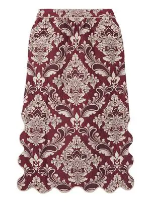 Farm Rio Cotton-blend Jacquard Midi Skirt - Burgundy