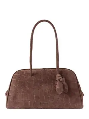 Jacquemus The Turismo Large Croc-effect Suede Tote - Brown