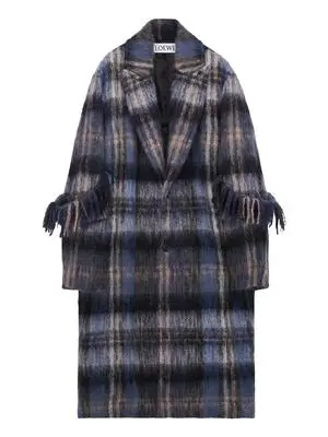 Loewe Mohair-wool Checked Coat - Blue