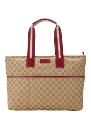 Gucci Original Gg Canvas Web Zip Tote - Red