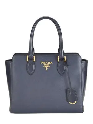 Prada Saffiano Convertible Handbag - Navy
