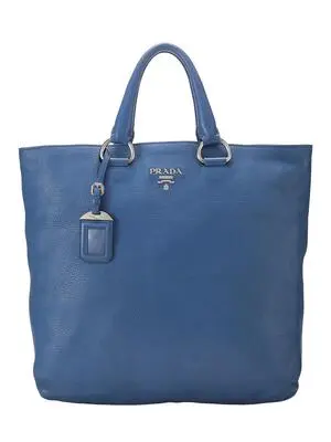 Prada Vitello Daino Shopping Tote - Blue