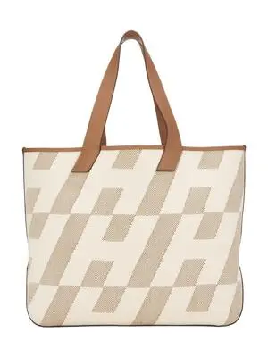 Hermès H En Biais Cabas 40 Tote - Beige
