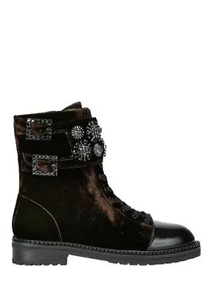 Kurt Geiger Stoop Embellished Leather Ankle Boots - Dk.brn Com
