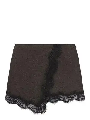 A.L.C. Sophia Wool Marled And Lace Mini Skirt - Ganache/black