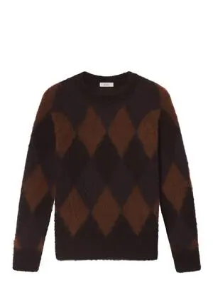 A.L.C. Ezra Brushed Alpaca Argyle Sweater - Deep Plum/bronco/dark Umber